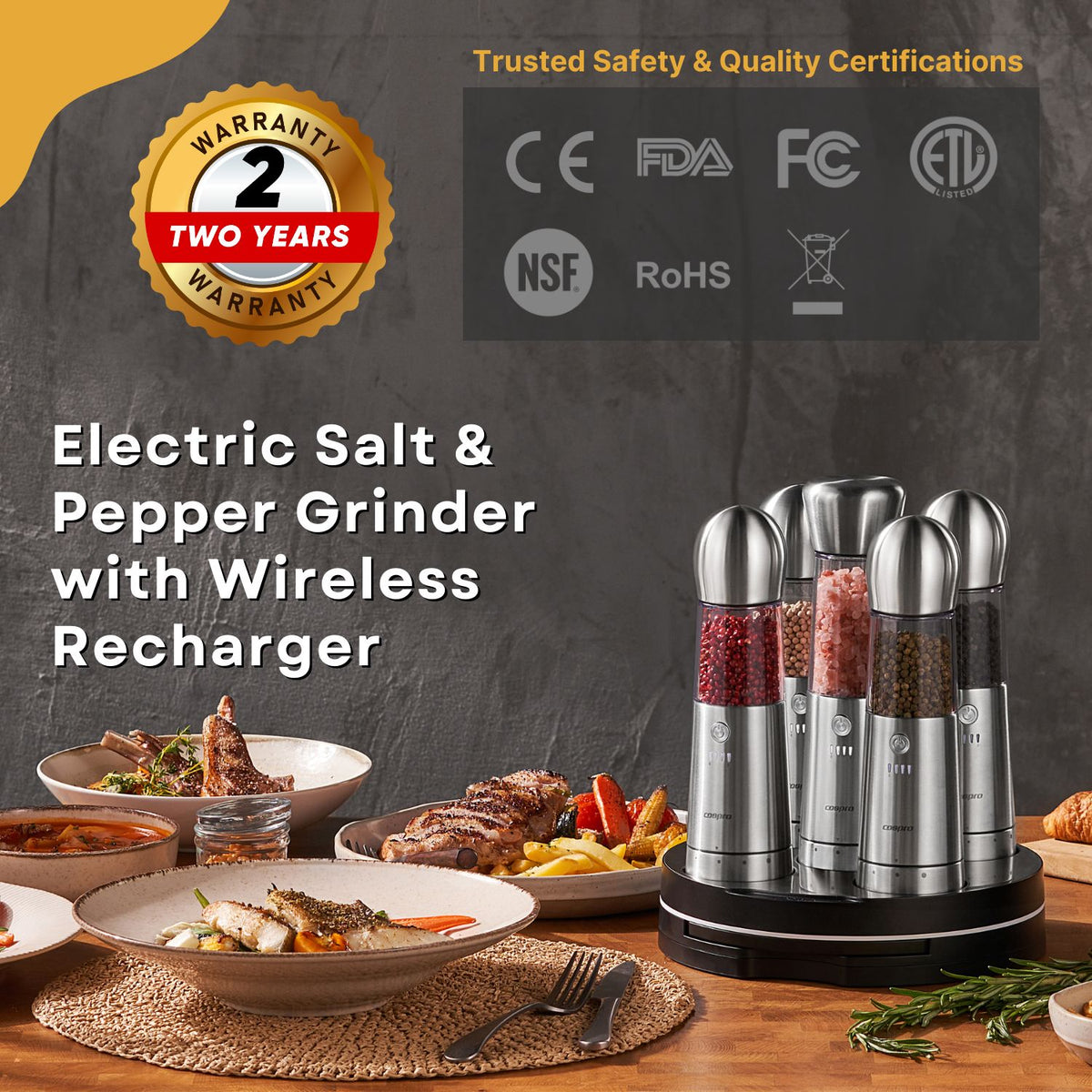 COSPRO 5-in-1 Electric Salt & Pepper Grinder Sets – COSPRO USA
